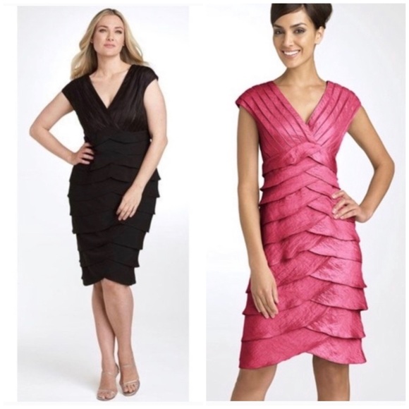 Adrianna Papell | Dresses | Adrianna Papell Teal Tiered Layered Shutter ...